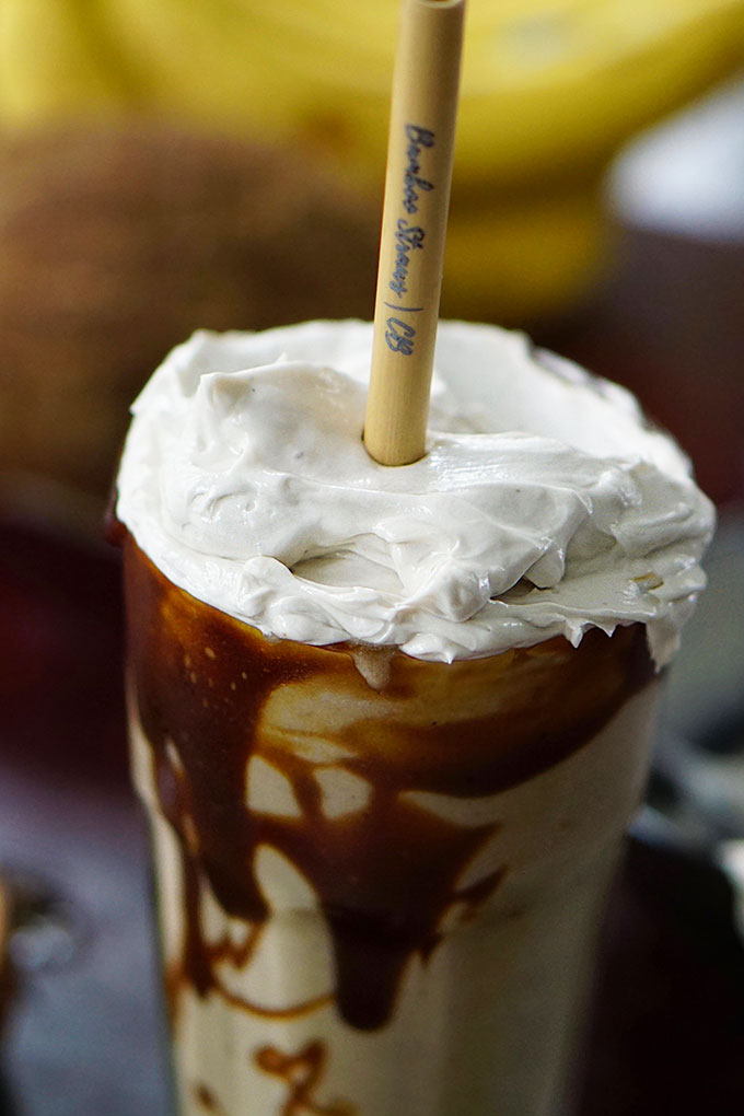 Vegan Milkshake: Banana Caramel Cashew Butter {Dairy-free} - Emily ...