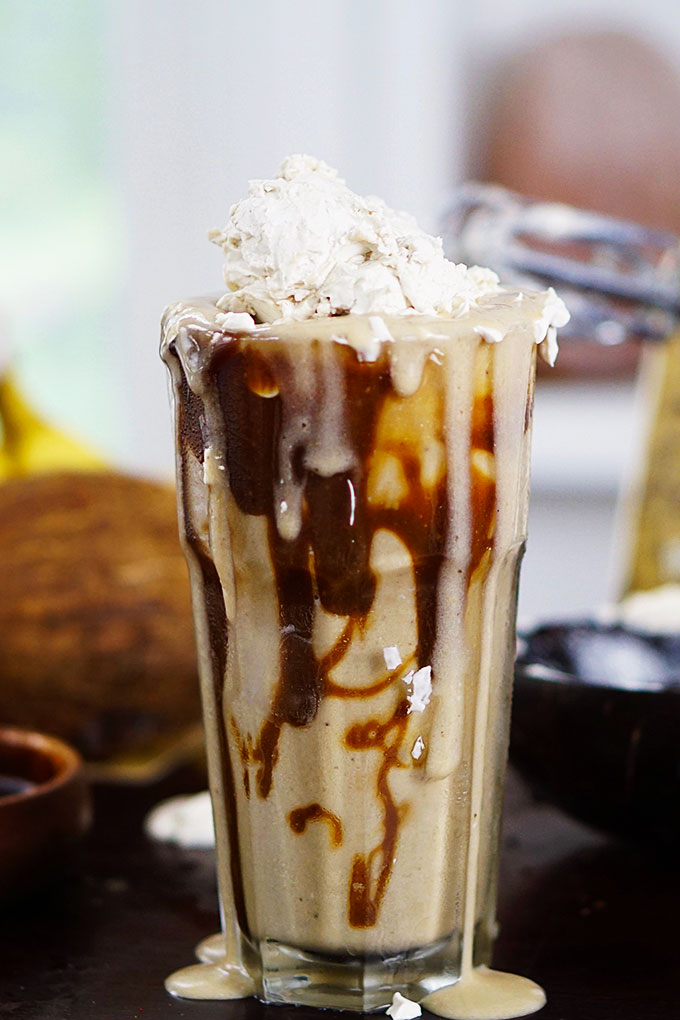 Vegan Milkshake: Banana Caramel Cashew Butter {Dairy-free} - Emily ...